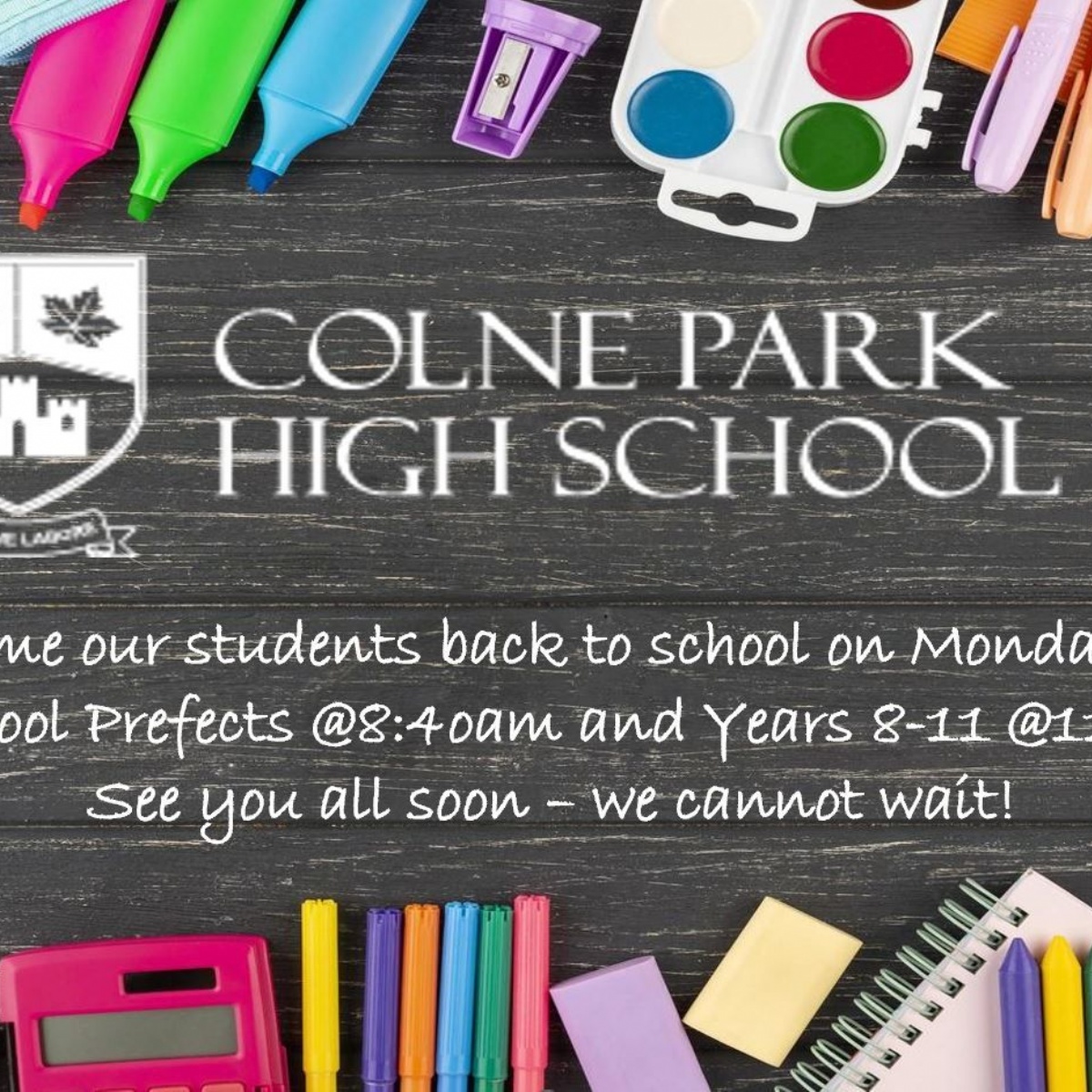 Colne Park High School - New term start - it's coming!